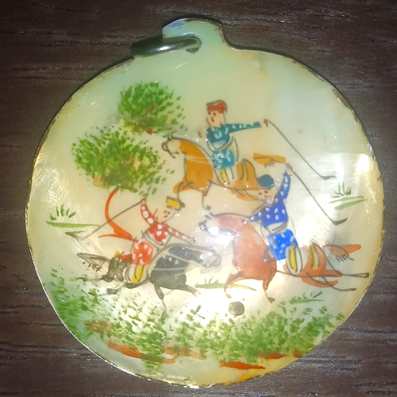 Jewelry | Vintage Hand Painted Polo Scene Pendant | Poshmark
